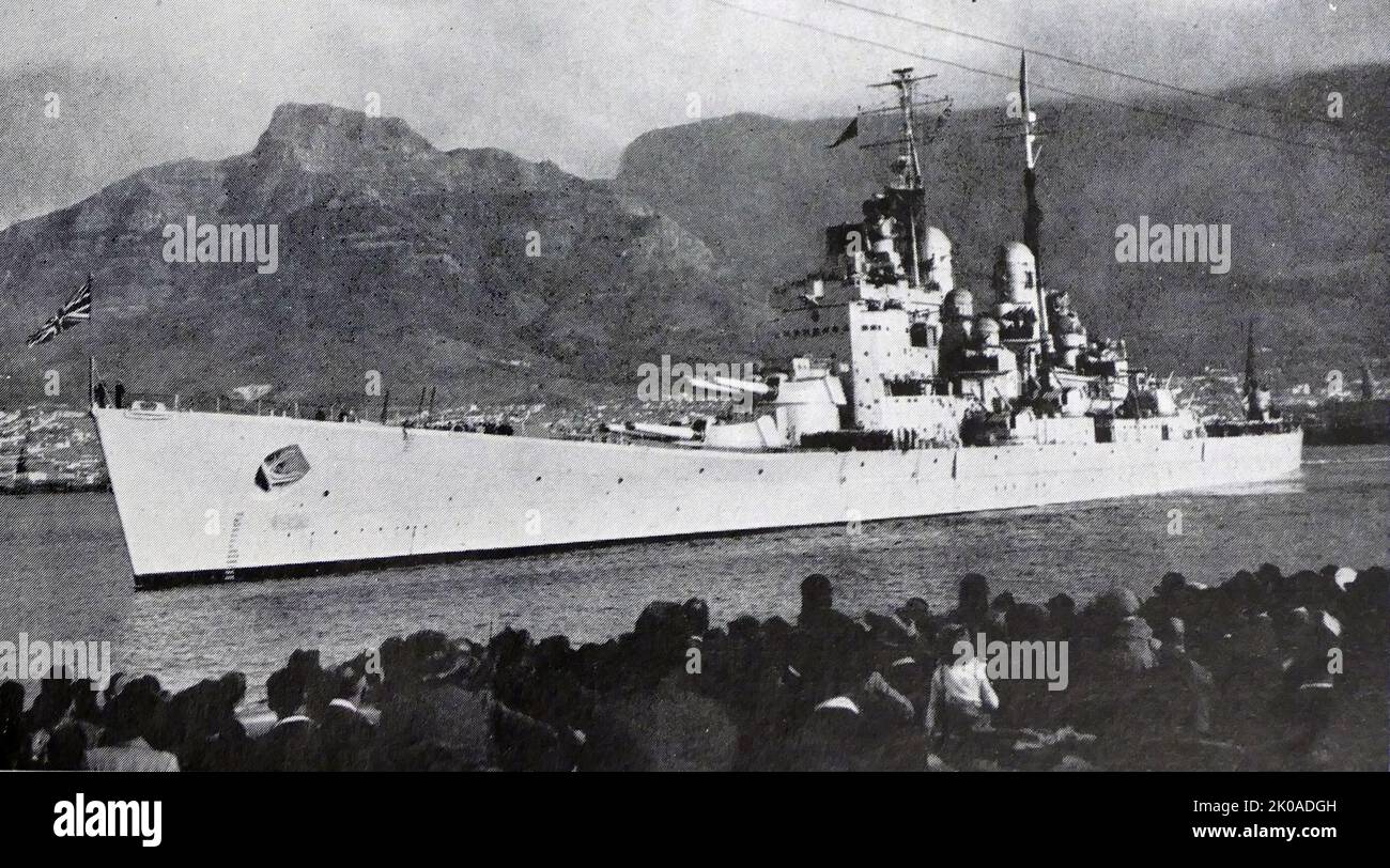 HMS Vanguard conveys King George VI and his family on the first Royal ...