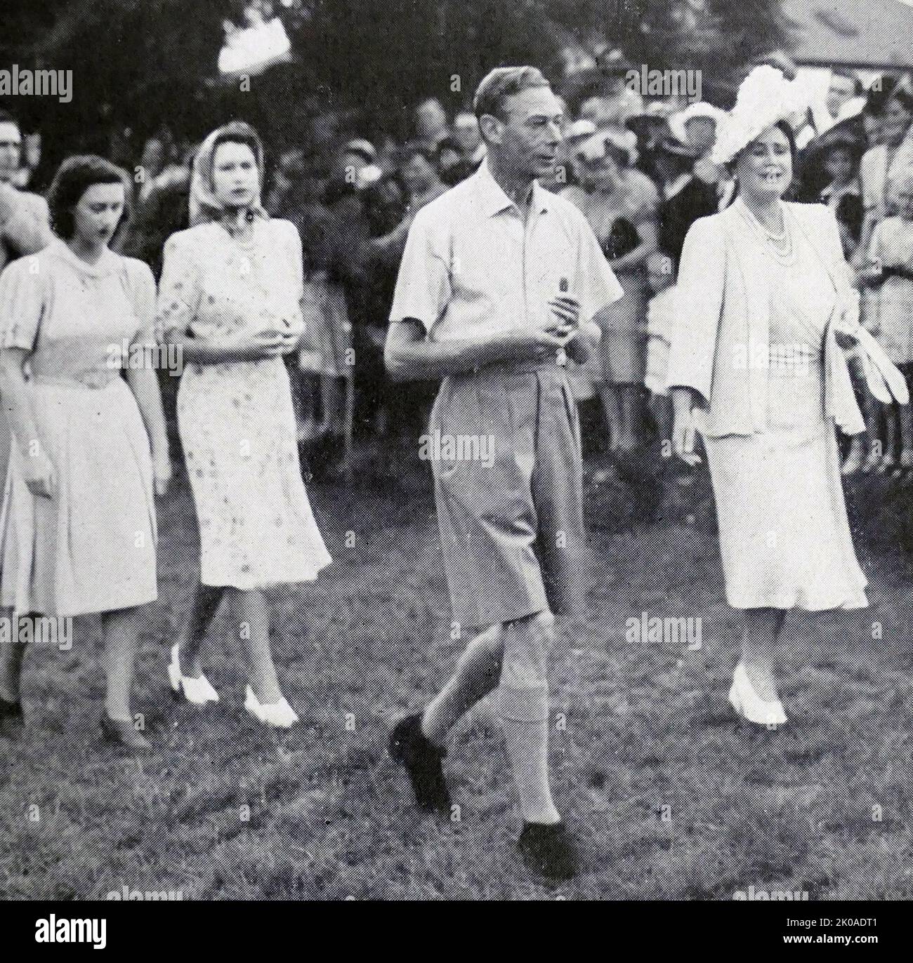 King George VI of England with Queen Elizabeth, Princess Margaret and ...
