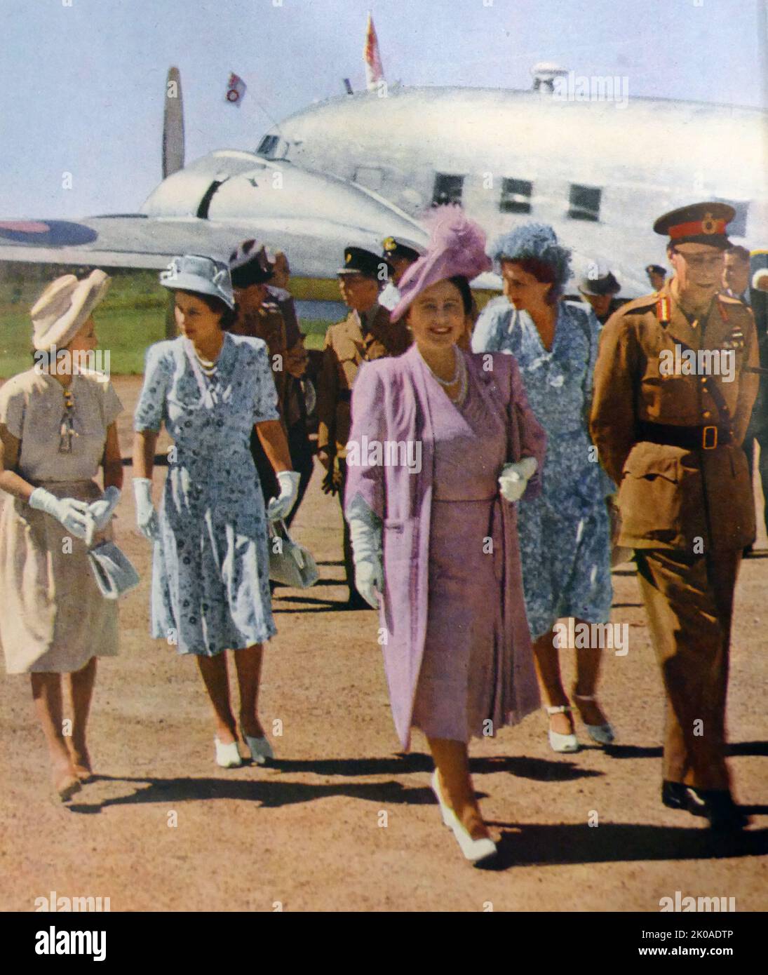 King George VI of England with Queen Elizabeth, Princess Margaret and ...