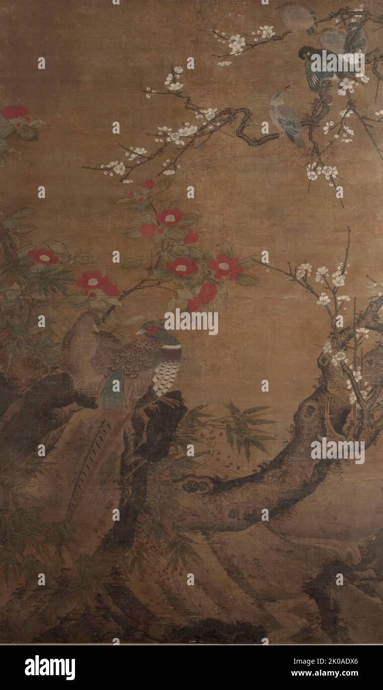 Pheasants and camellias, 1700-1800 Stock Photo - Alamy