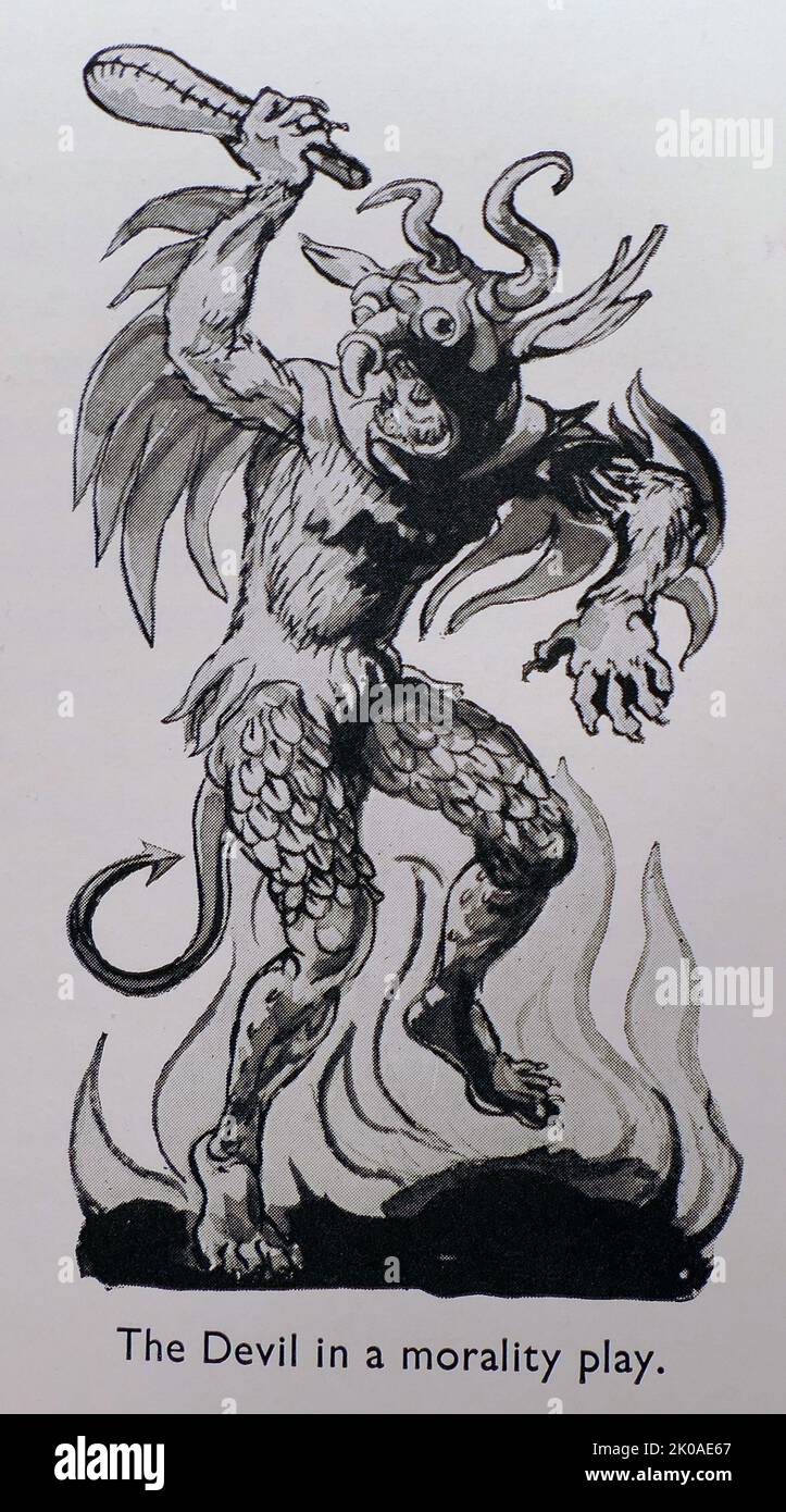 Devil depicted morality play hi-res stock photography and images - Alamy