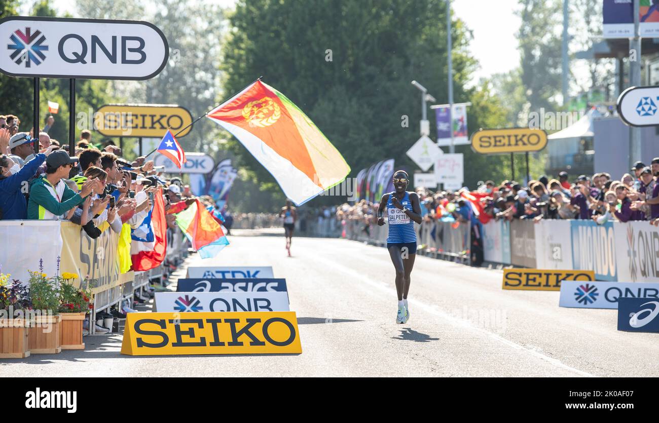 Lonah Chemtai Salpeter of Israel competing in the women’s marathon at ...