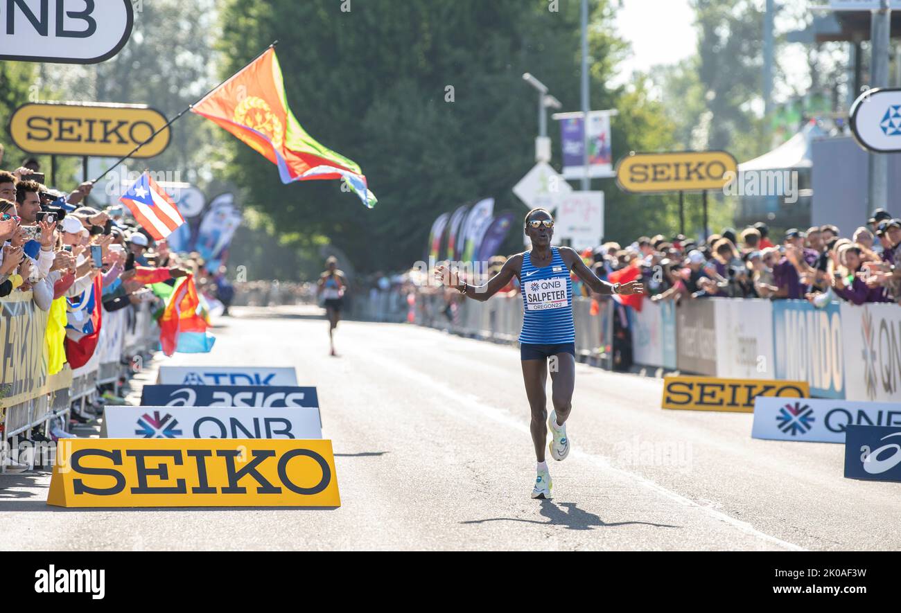 Lonah Chemtai Salpeter of Israel competing in the women’s marathon at ...