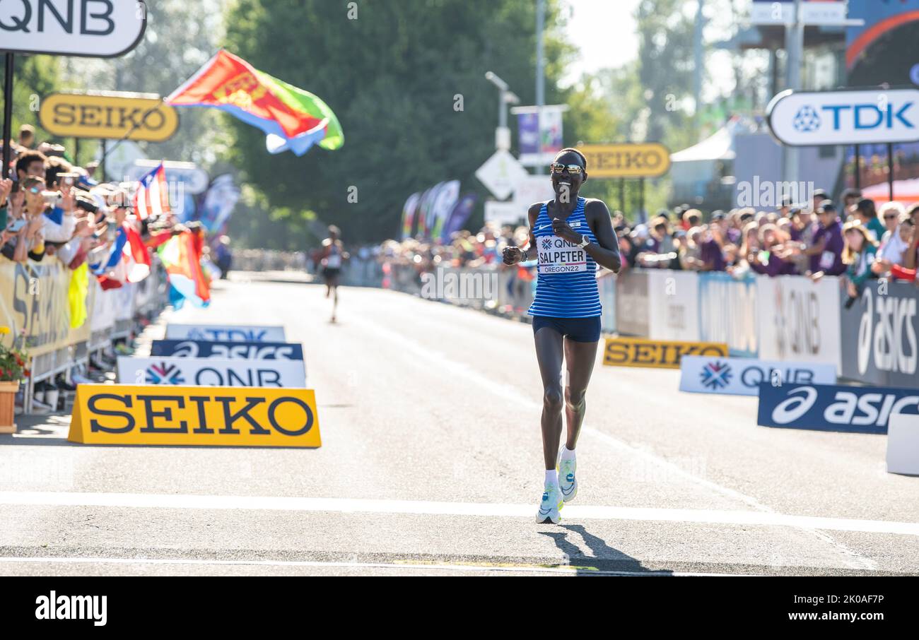 Lonah Chemtai Salpeter of Israel competing in the women’s marathon at ...