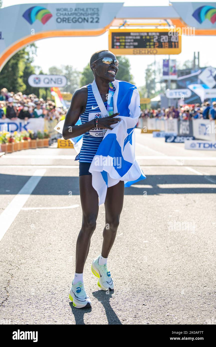 Lonah Chemtai Salpeter of Israel celebrating after competing in the ...