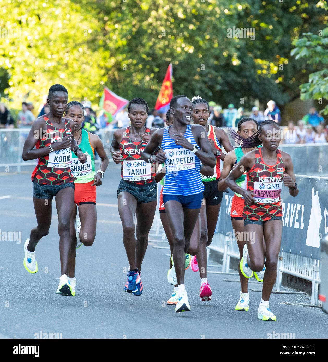 Lonah Chemtai Salpeter of Israel competing in the women’s marathon at ...