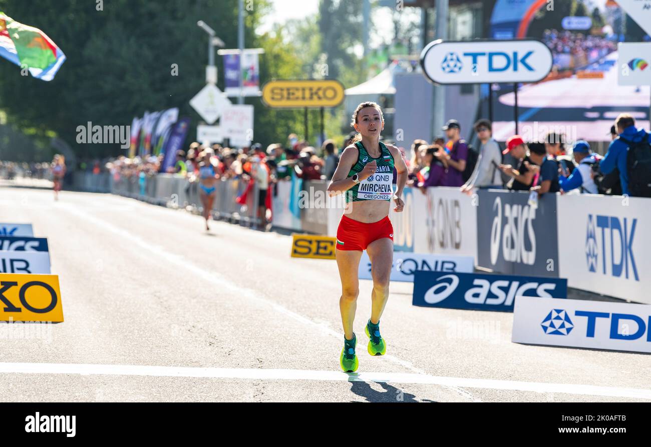 Militsa Mircheva of Bulgaria competing in the women’s marathon at the ...