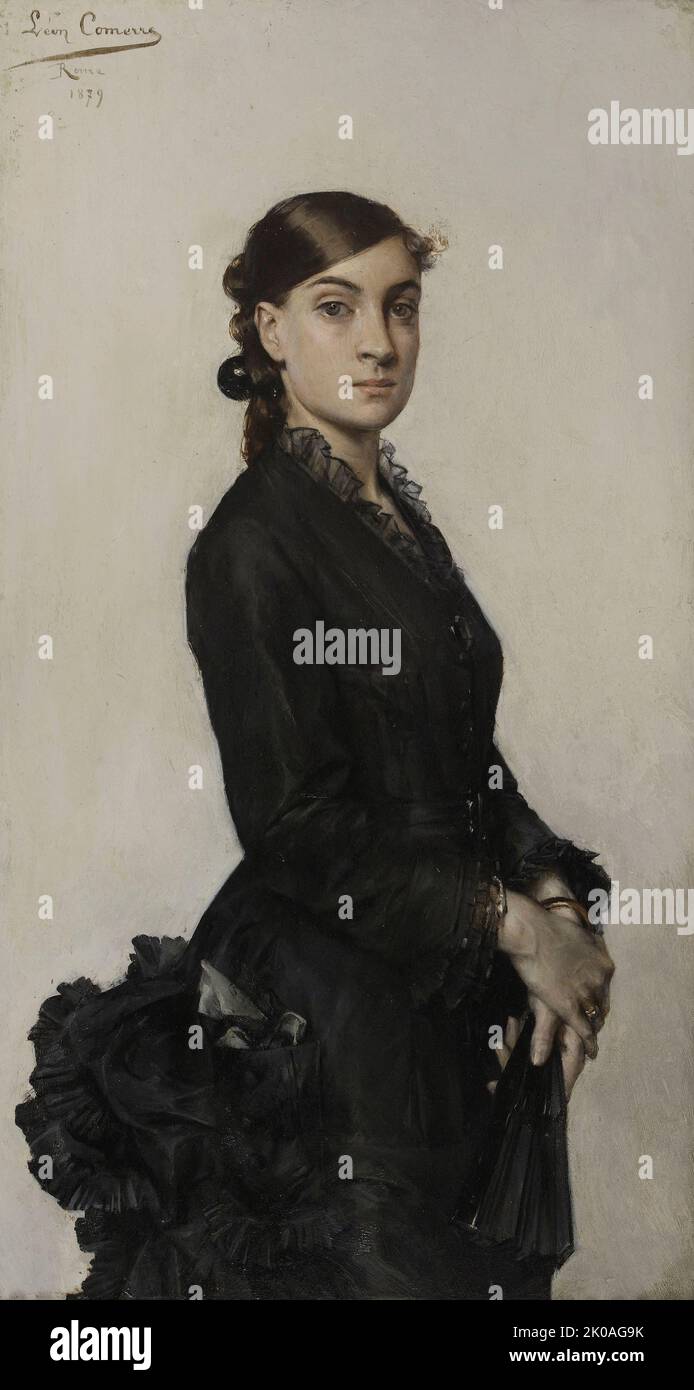 Portrait of Jacqueline Comerre-Paton in a black dress, 1879 Stock Photo ...