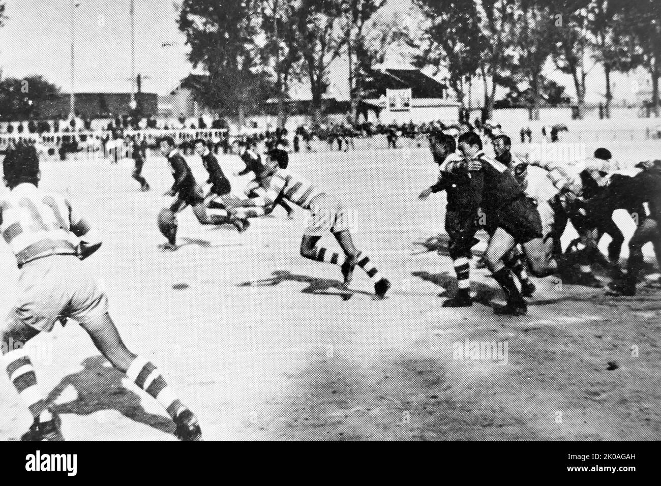 Rugby team game Black and White Stock Photos & Images - Alamy