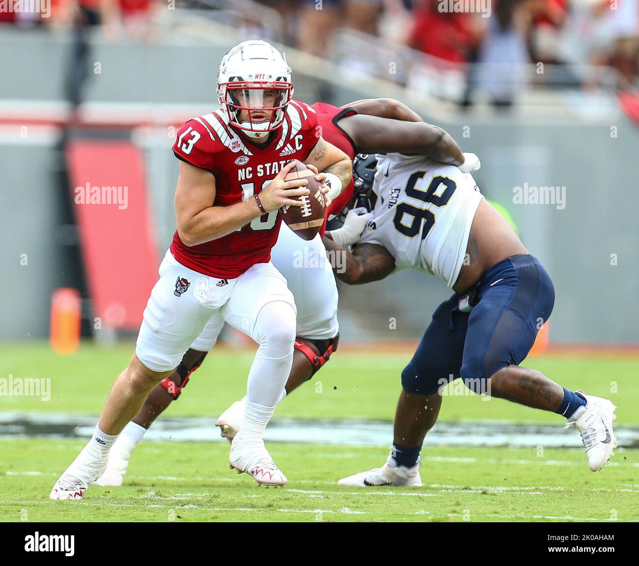 September 10, 2022: NC State junior Devin Leary (13) looks for open ...