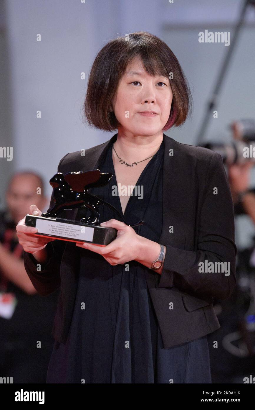Venice, Italy. 10th Sep, 2022. Singing Chen poses with the Venice ...
