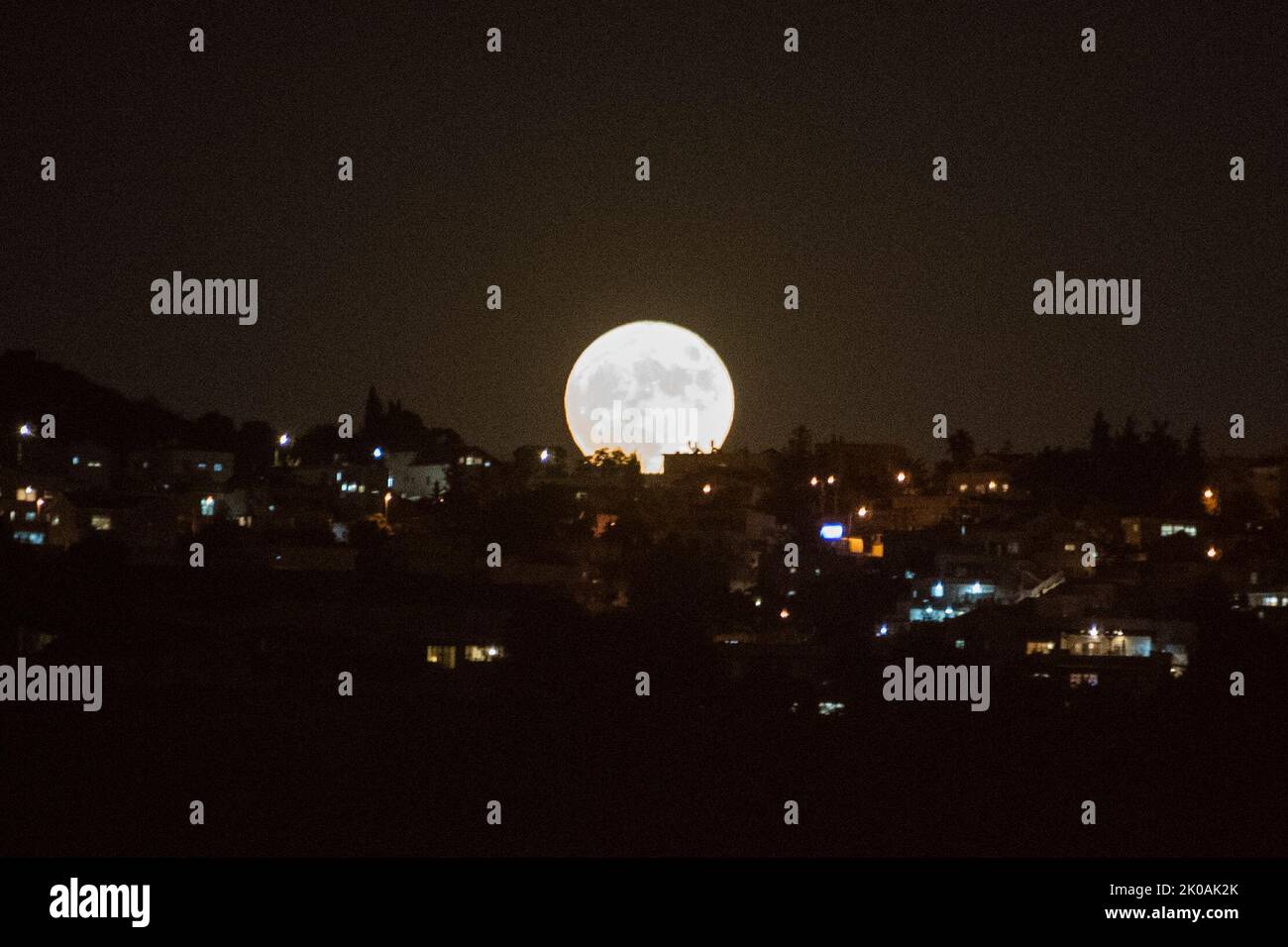 Jerusalem, Israel. 10th Sep, 2022. Full moon moon rises over ...