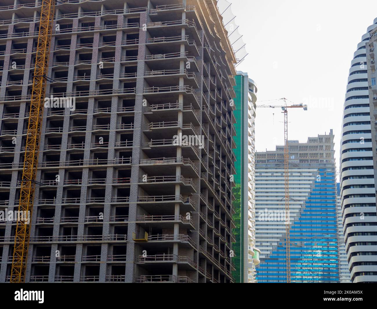 High-rise construction. Skyscraper under construction. Housing frame ...