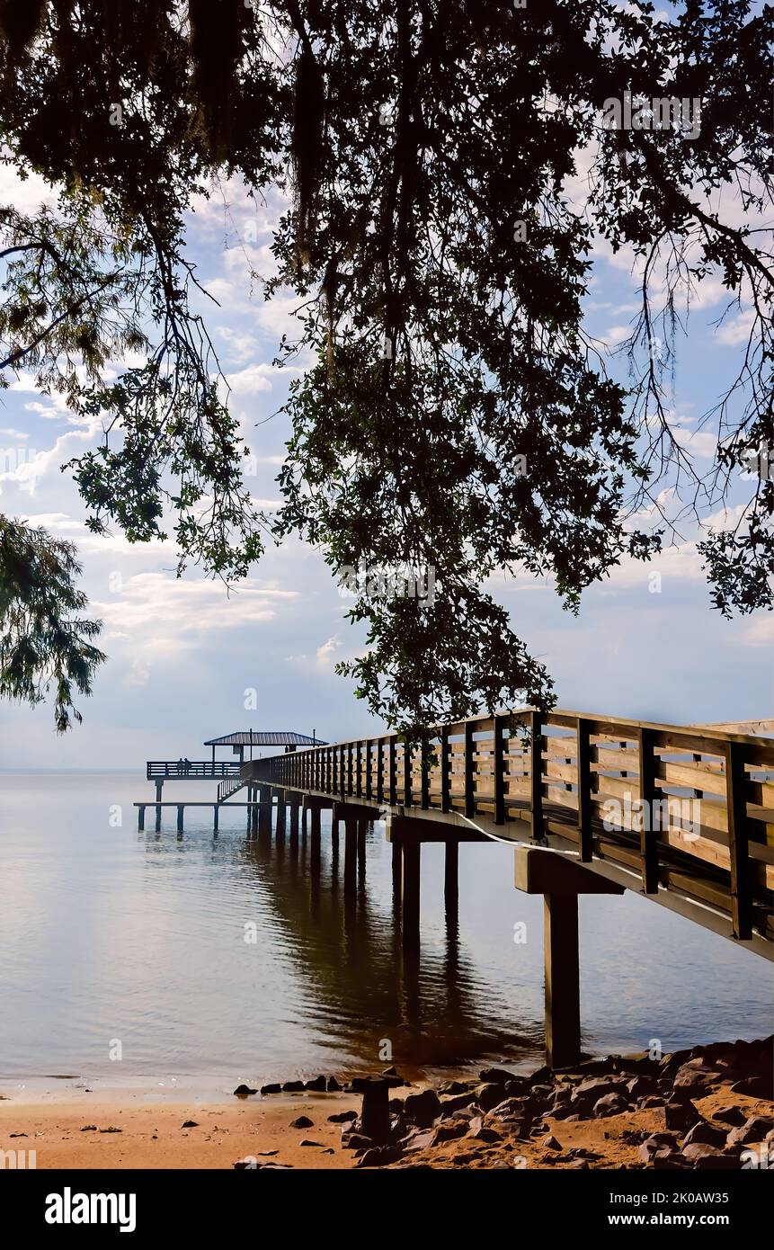 The May Day Park pier offers a view of Mobile Bay, Sept. 8, 2022, in ...