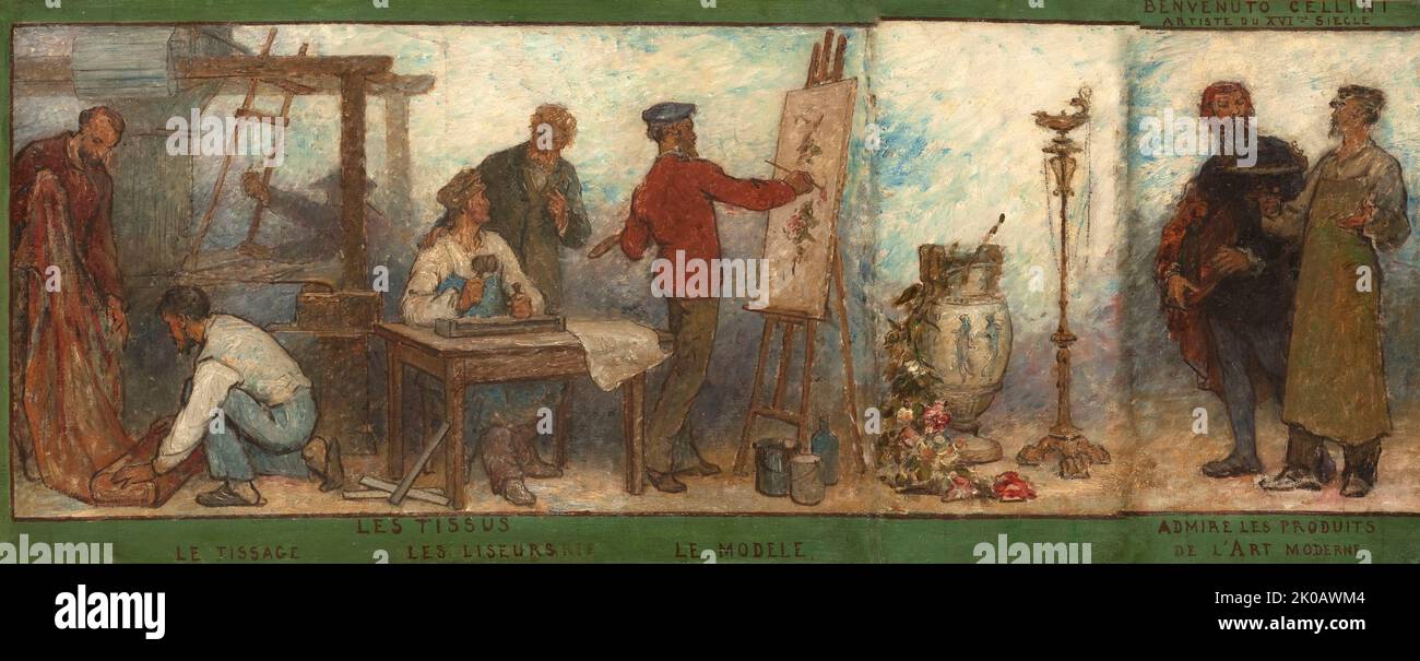 Benvenuto Cellini, 16th century artist, admiring products of modern art ...