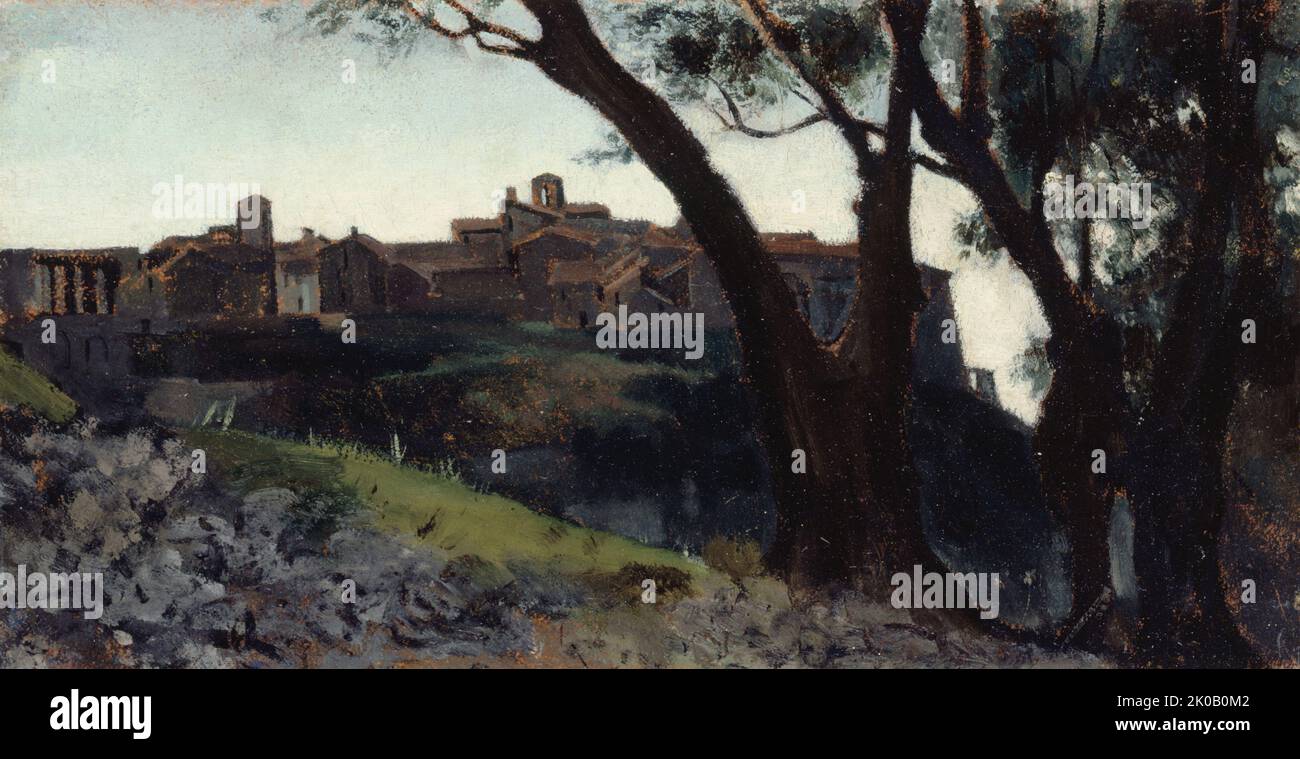 Paysage d'Italie. Village au crépuscule, c.1859 — 1860 Stock Photo - Alamy