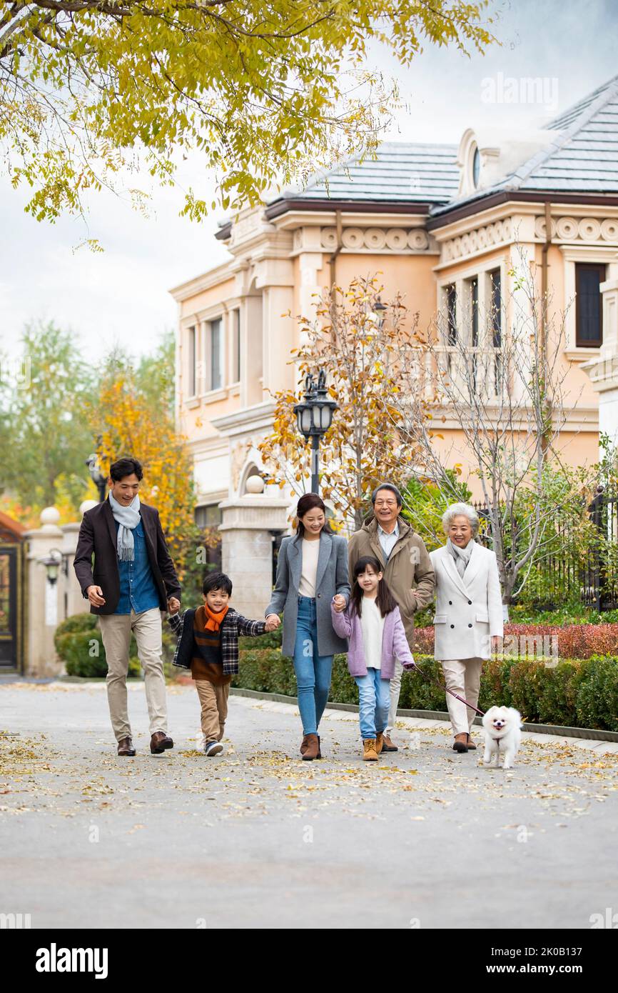Chinese family taking a walk Stock Photo - Alamy