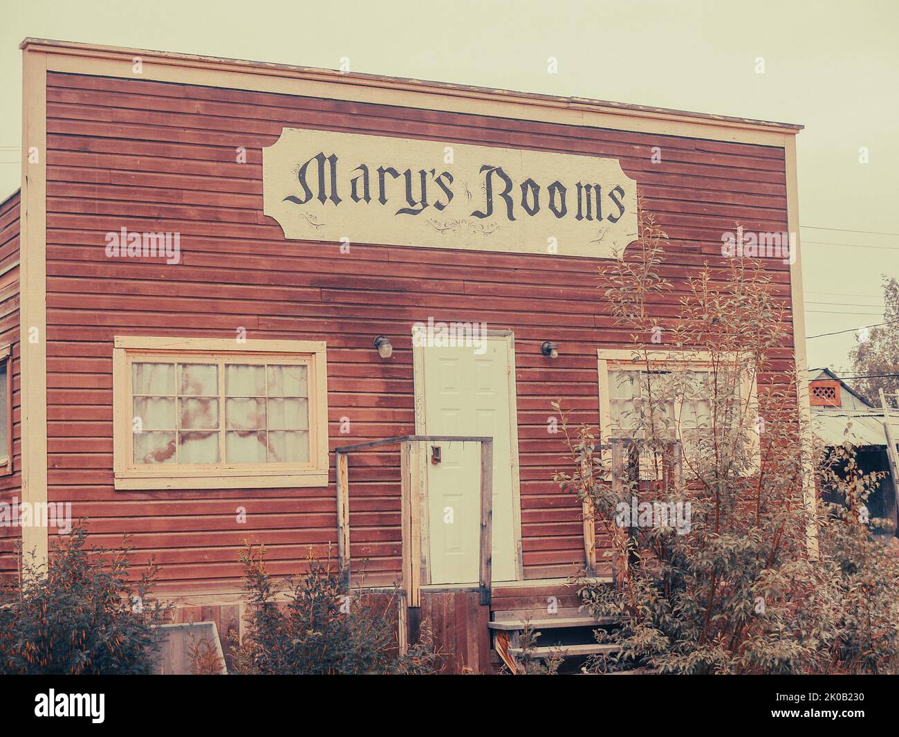 Dawson City Yukon Territory, Canada - August 5 2008; Old red and yellow ...