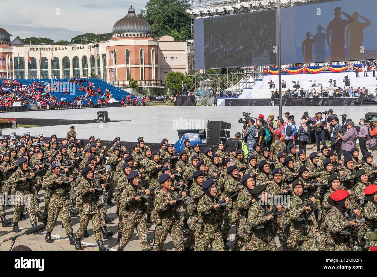Female soldiers of Malaysian Army during 65th Malaysia National Day ...