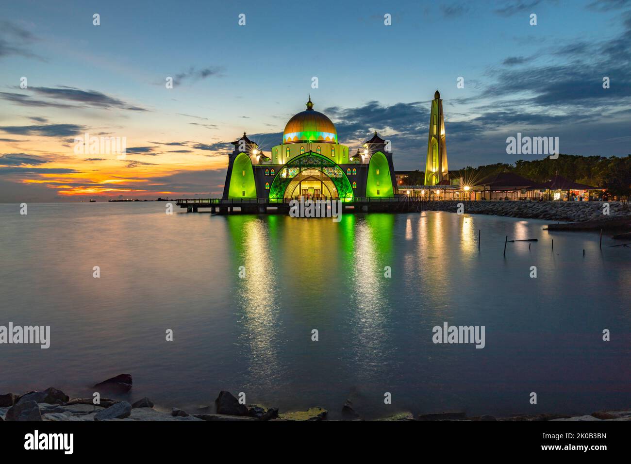 Straits Mosque at Malacca Straits man made Island Stock Photo - Alamy