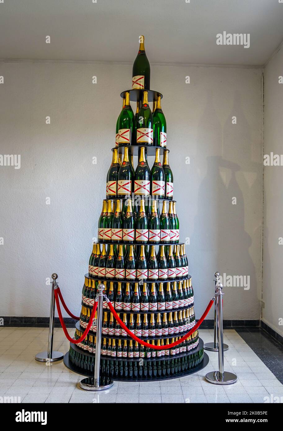 Bottles of champagne on display at the Champagne de Castellane House in ...