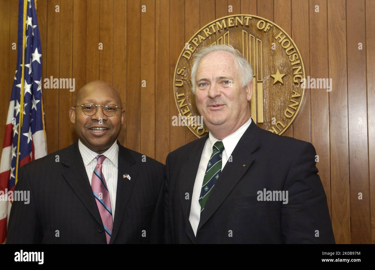 Secretary Alphonso Jackson with European Union Ambassador John Bruton ...