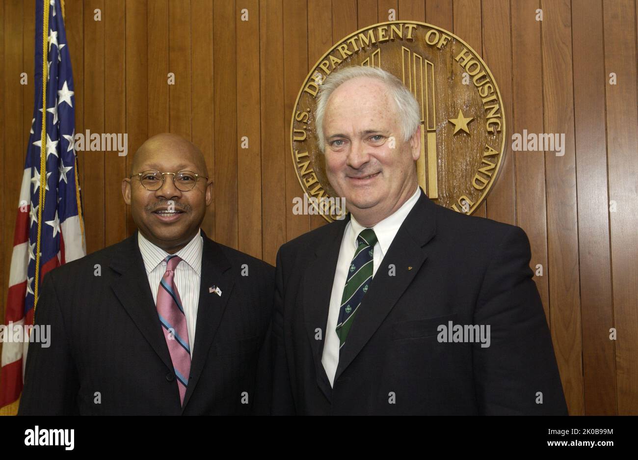 Secretary Alphonso Jackson with European Union Ambassador John Bruton ...