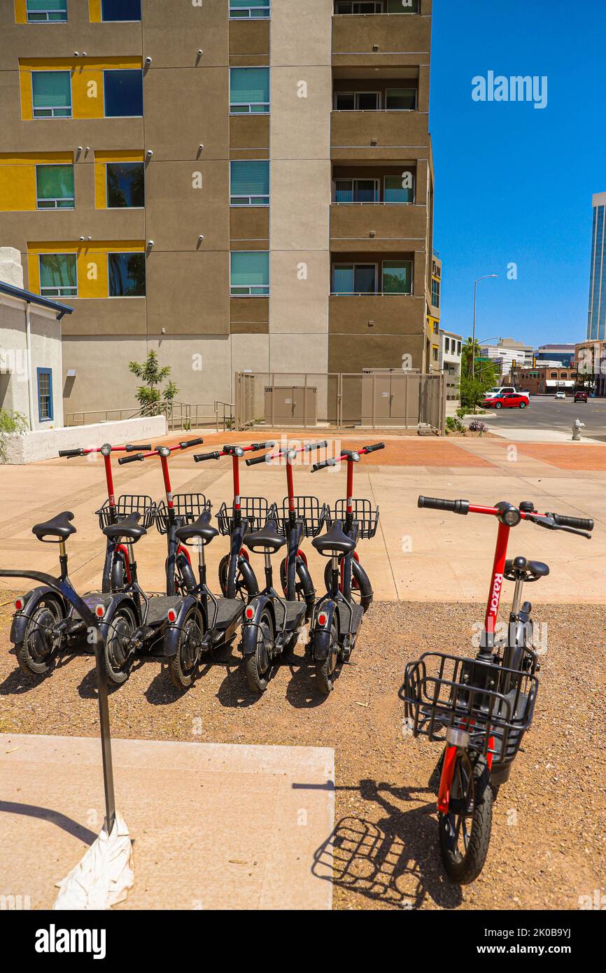 Red color bike Ecobici, electric skate, electric bicycle, renewable energies, ecology, means of ...