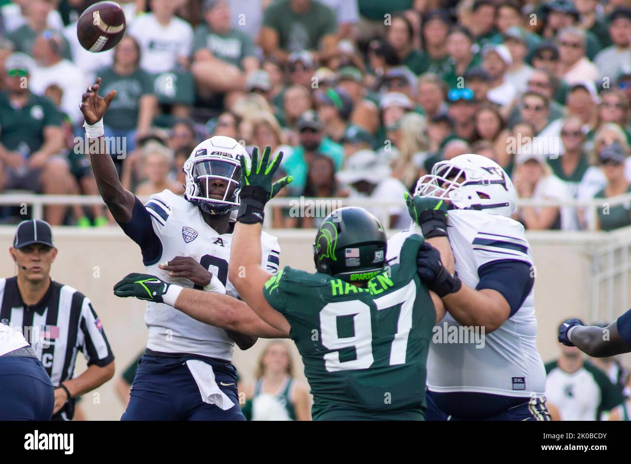 East Lansing, Michigan, USA. 10th Sep, 2022. Akron quarterback DJ IRONS ...