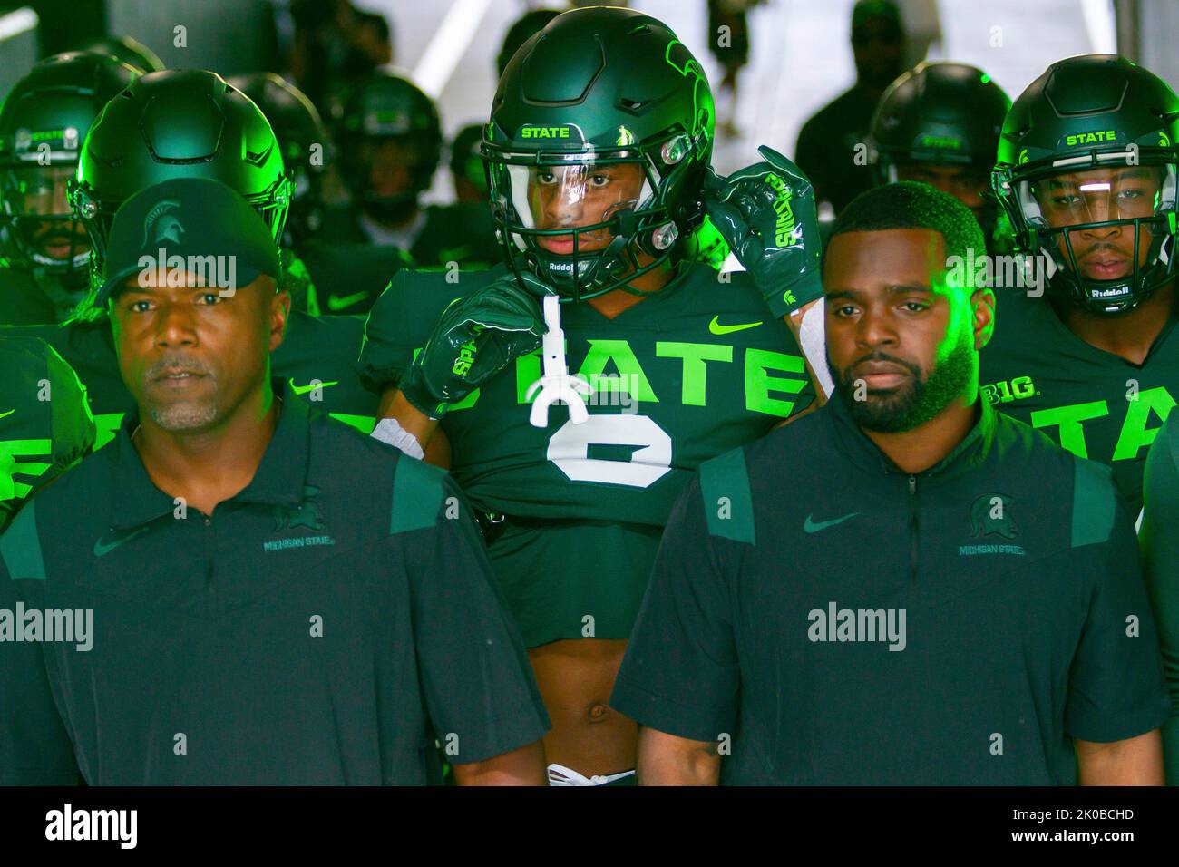 East Lansing, Michigan, USA. 10th Sep, 2022. Michigan State players and ...