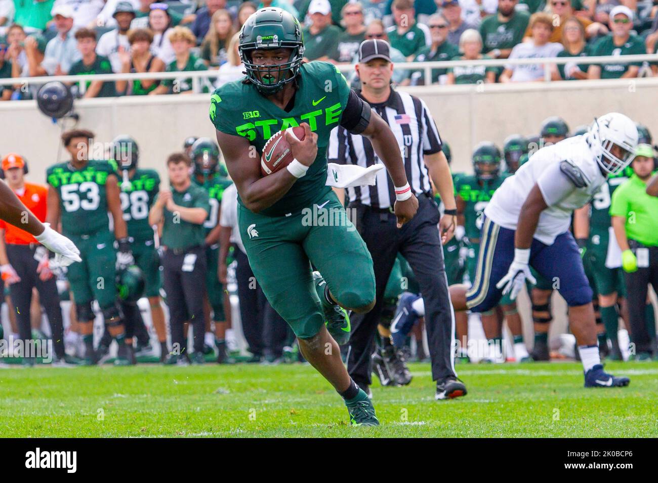 East Lansing, Michigan, USA. 10th Sep, 2022. Michigan State tight end ...