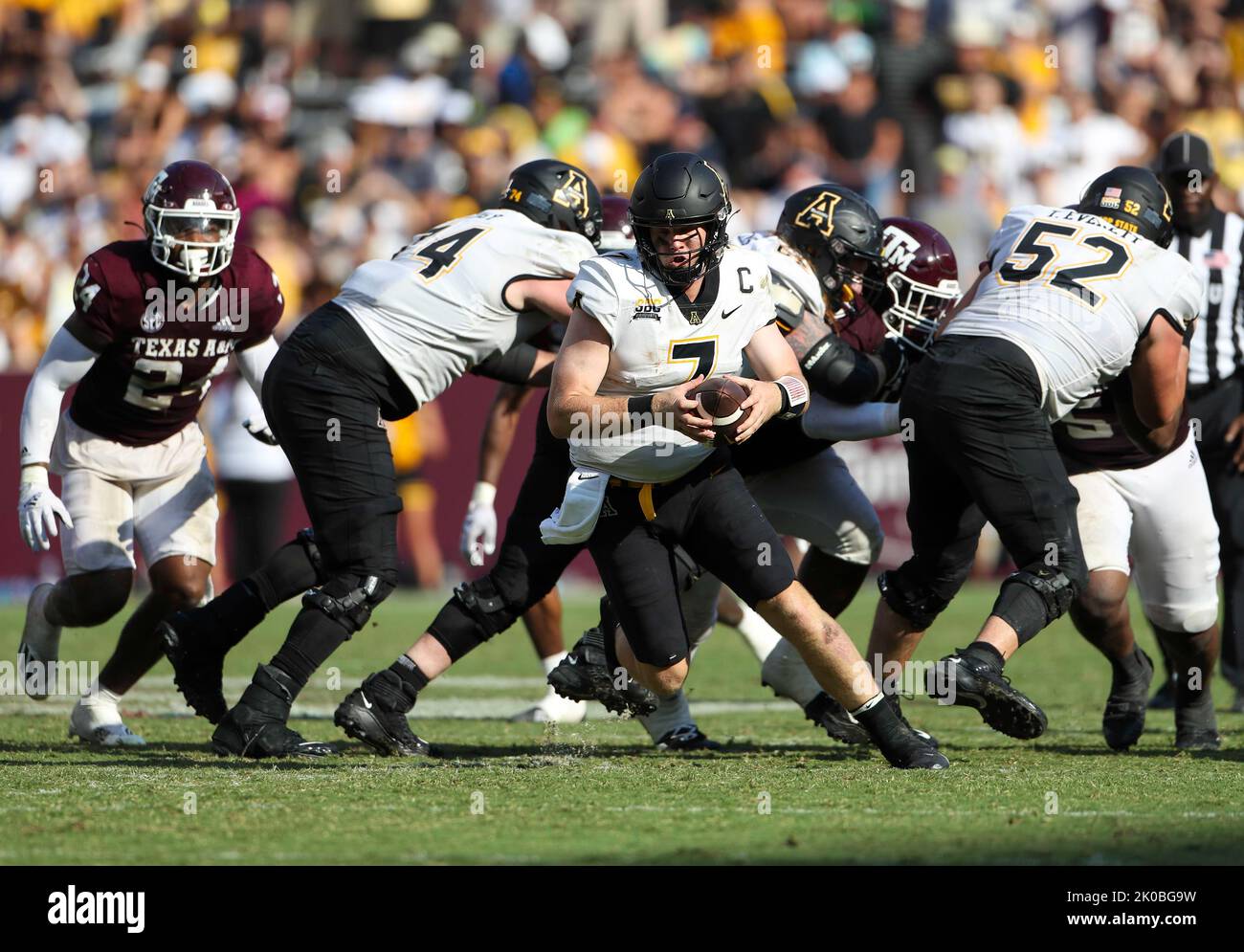College Station, TX, USA. 10th Sep, 2022. Appalachian State quarterback ...
