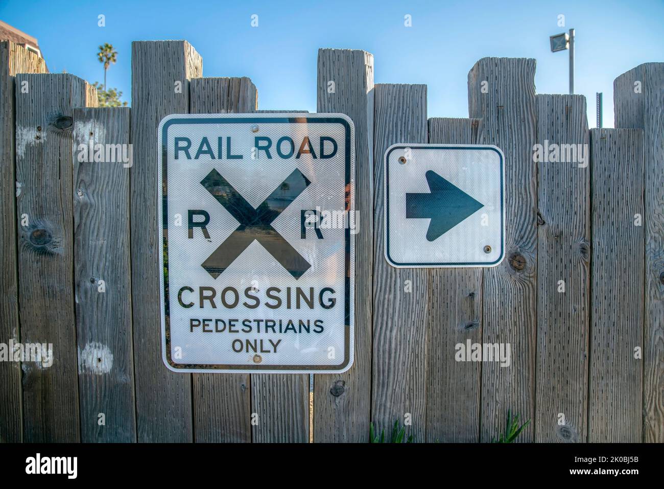 La Jolla, California- Two signs with Rail Road Crossing (left) and an ...
