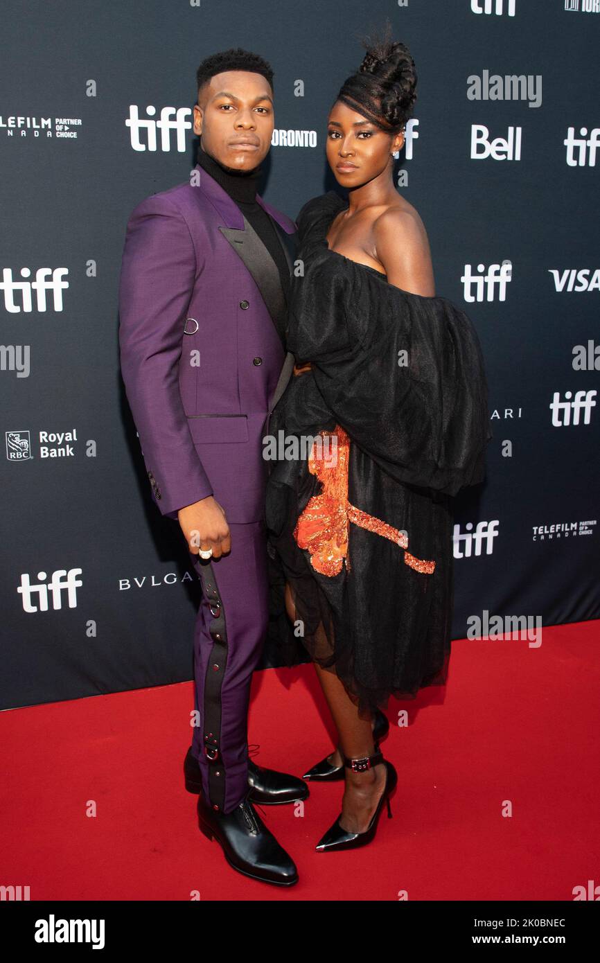 John Boyega and Jayme Lawson attend the premiere of "The Woman King" at ...