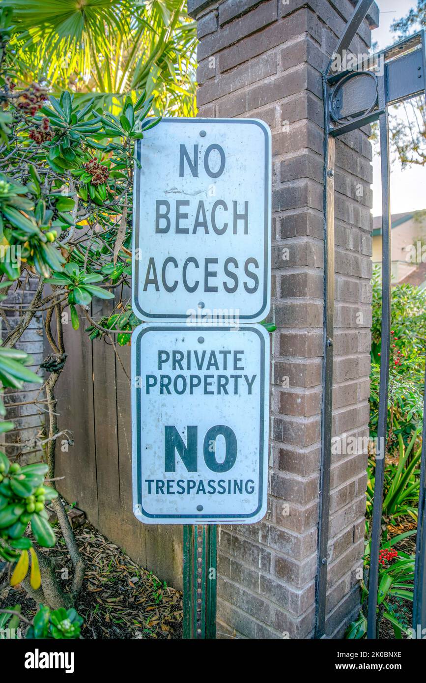 La Jolla, California-Two signs on a post with No Beach Access, Private ...