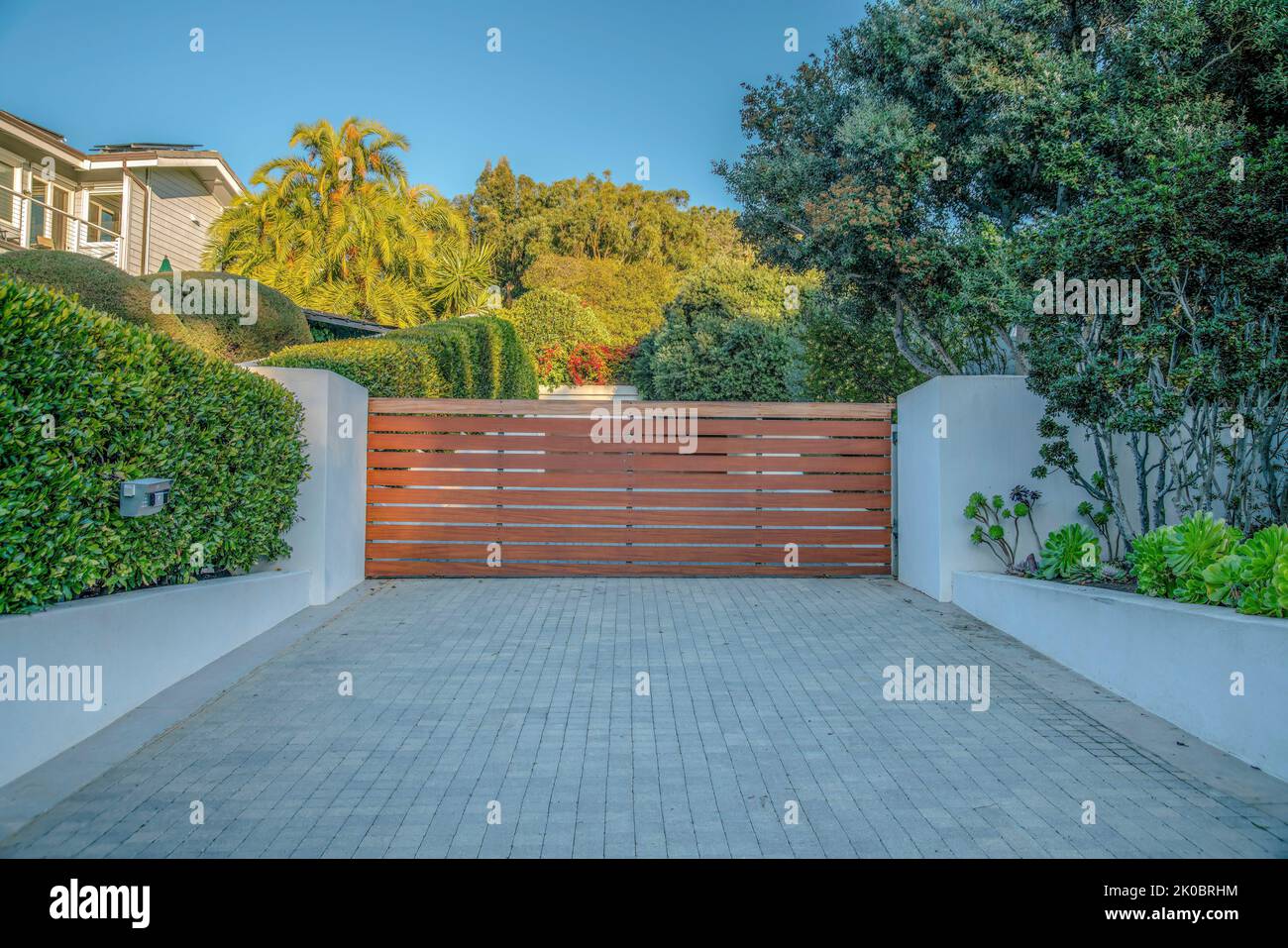 La Jolla, California- Entrance of a private residence with concrete ...