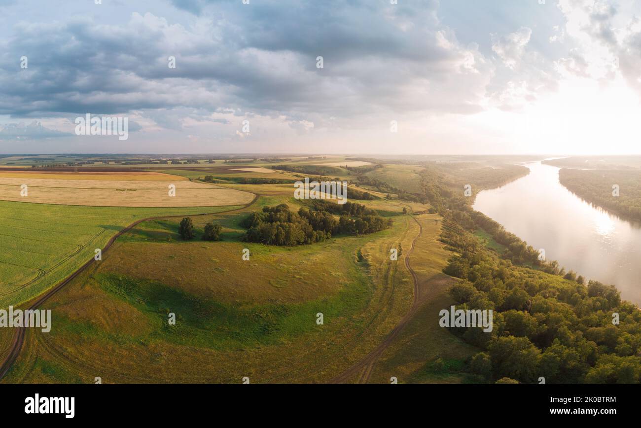 Aerial flight over ripe wheat hi-res stock photography and images - Alamy