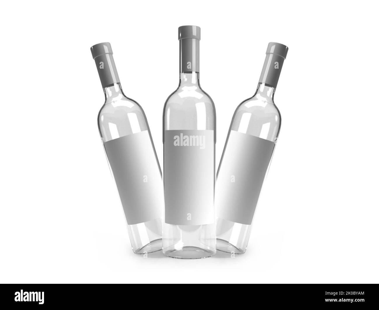 Wine Bottle 3D Illustration Mockup Scene on Isolated Background Stock ...