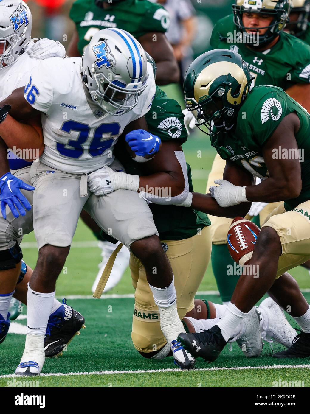 September 10, 2022: Colorado State cause a fumble by Middle Tennessee ...