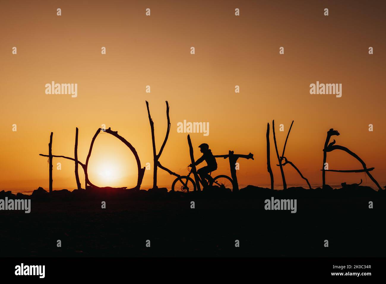 Hokitika Sign at sunset in Hokitika, New Zealand Stock Photo - Alamy
