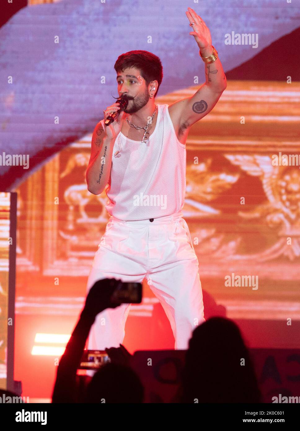 MIAMI, FL-SEPT, 10: Camilo performs on stage at the FTX Arena during ...