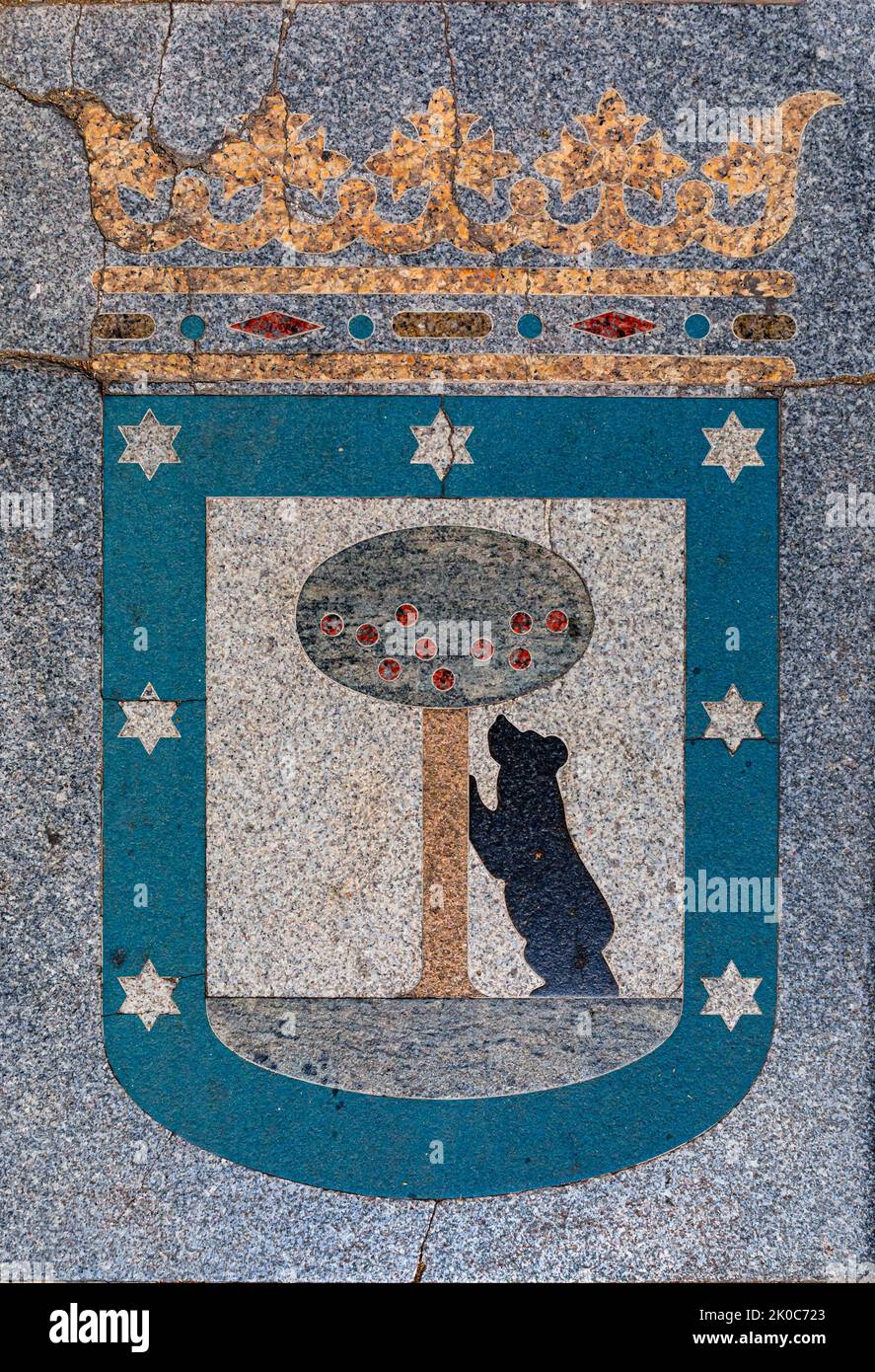 Symbol of Madrid, Bear and Strawberry Tree statue or Oso y el Madrono ...