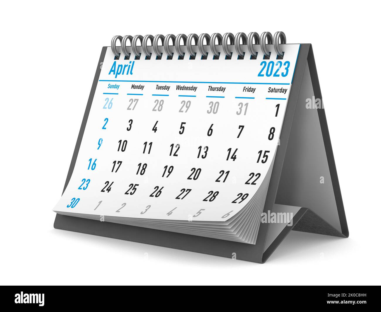 2023 year. Calendar for April. Isolated 3D illustration Stock Photo - Alamy