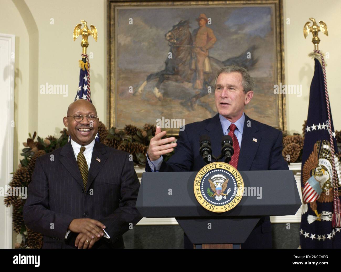 Deputy Secretary Alphonso Jackson with President George W. Bush at ...