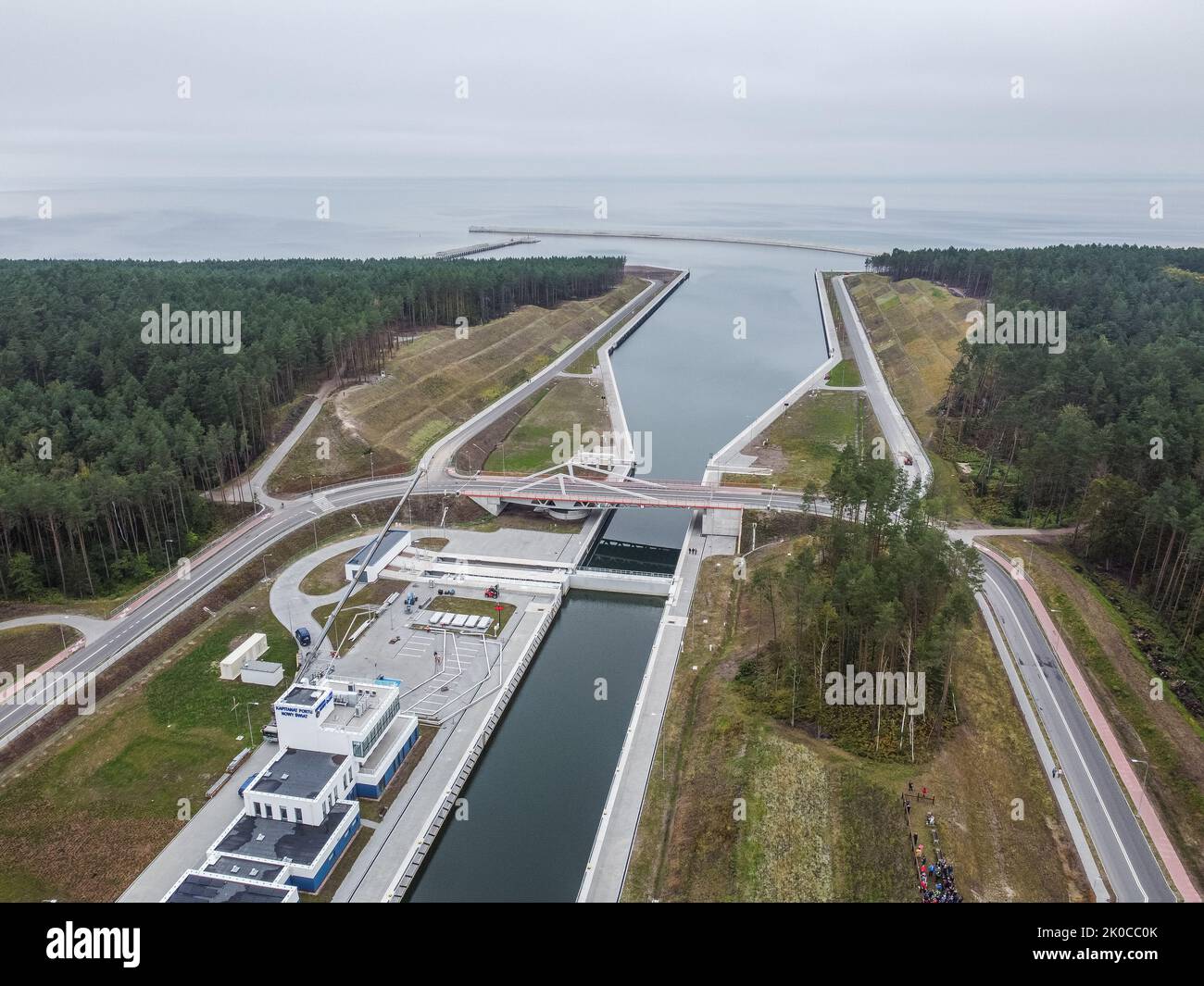 Nowy Swiat, Poland Sept. 10th, 2022 Aerial view of the newly build ...