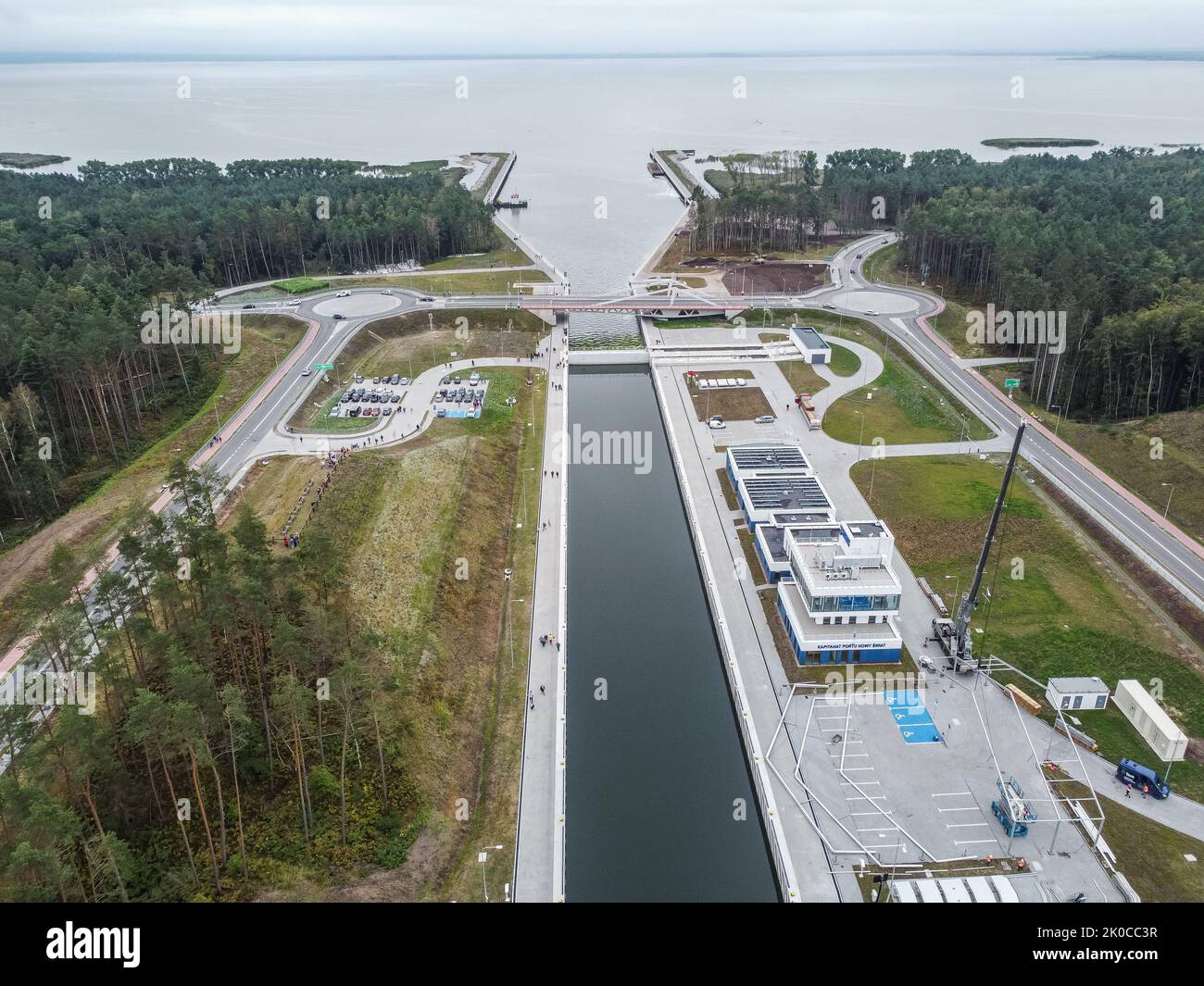 Nowy Swiat, Poland Sept. 10th, 2022 Aerial view of the newly build ...