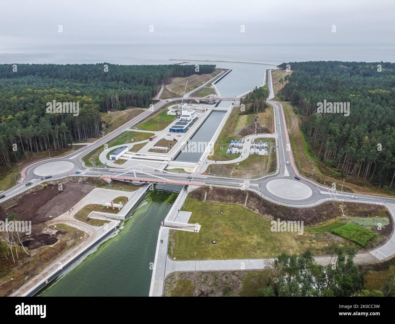 Nowy Swiat, Poland Sept. 10th, 2022 Aerial view of the newly build ...