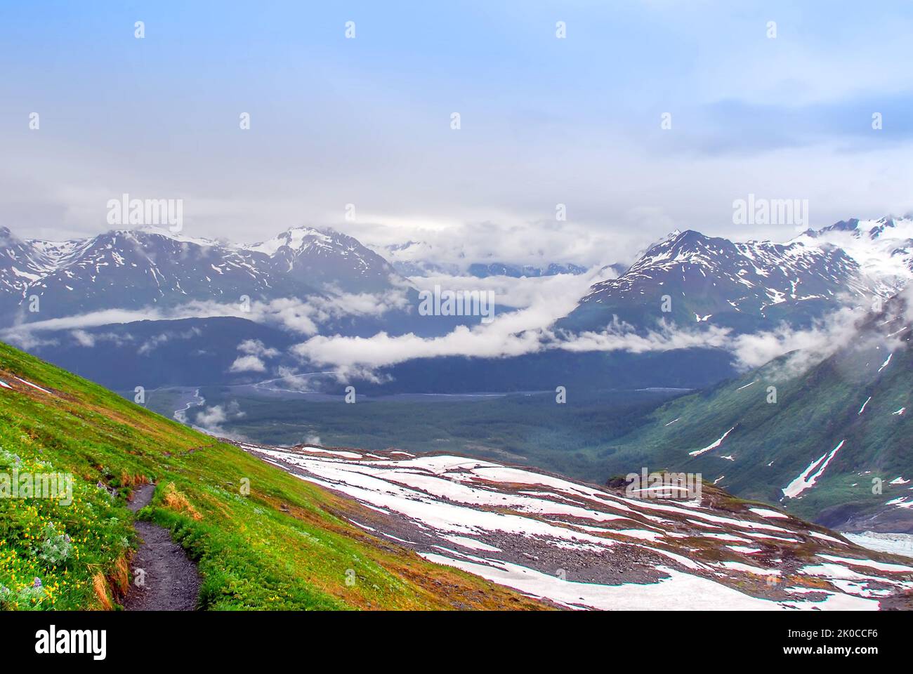Stunningly beautiful mountain vista of the Chugach mountains from the ...