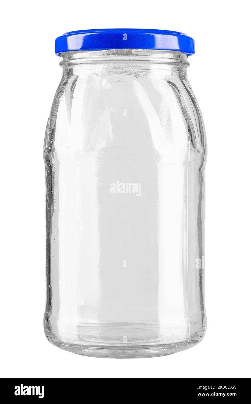 Empty glass jar for food preservation and storage isolated on white ...