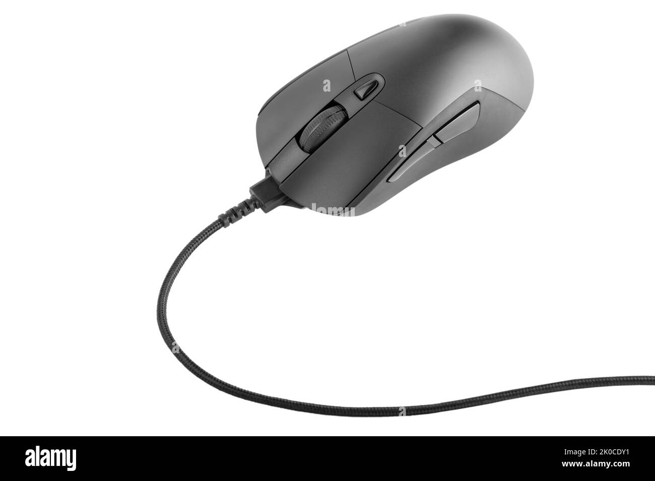 Black wired computer mouse isolated on white background. Сomputer ...